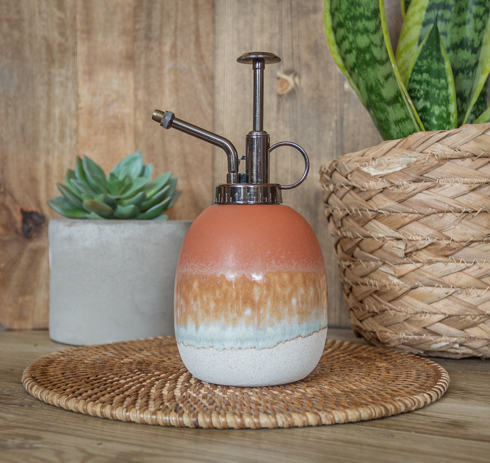 Vintage Ceramic Plant Mister | Terracotta Glazed Water Spray Spritzer ...